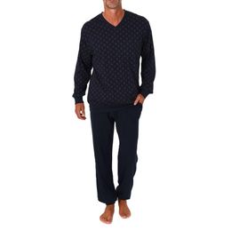 Normann Langarm Schlafanzug Pyjama B&uuml;ndchen print in marine | Gr.: 58