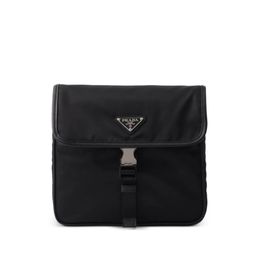 Prada Hobo Bags - Re-Nylon And Saffiano Leather Shoulder Bag - Gr. unisize - in Schwarz - f&uuml;r Damen