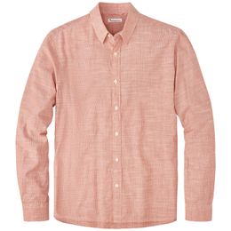Knowledge Cotton Apparel Herrenhemd gestreift S Offwhite-Rostrot