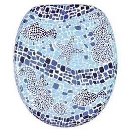 WC-Sitz Sanilo "Mosaic World", blau, B:37,7cm L:47cm, MDF - Mitteldichte Holzfaserplatte, WC-Sitze, mit Absenkautomatik
