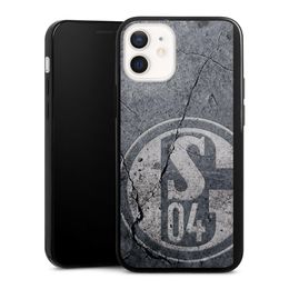 DeinDesign iPhone 12 mini Handy Slim Case extra d&uuml;nn Silikon Handyh&uuml;lle schwarz H&uuml;lle Merchandise Fc Schalke 04 Concrete Silikon Slim Case