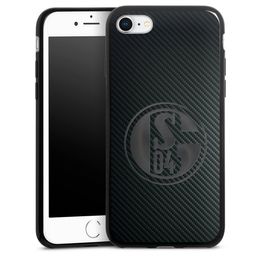 DeinDesign iPhone SE (2020) Handy Slim Case extra d&uuml;nn Silikon Handyh&uuml;lle schwarz H&uuml;lle Carbon Metallic Look Fc Schalke 04 Silikon Slim Case