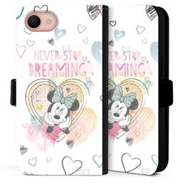 DeinDesign iPhone 16e Handy Klapph&uuml;lle Handyh&uuml;lle aus Kunst Leder schwarz Flip Case Official Licensed Product Minnie Mouse Disney Sideflip mit Lasche