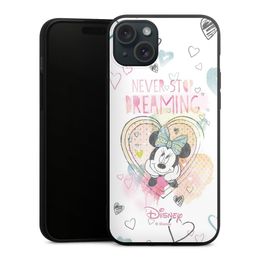 DeinDesign iPhone 15 Plus Handy Premium Silikon H&uuml;lle Handyh&uuml;lle schwarz Case Official Licensed Product Minnie Mouse Disney Silikon Premium Case