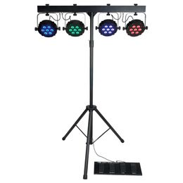 Showtec Compact Power Lightset, 4x je 7x 3Watt Multichip LEDs, mit Tasche, Stativ, Fu&szlig;schalter