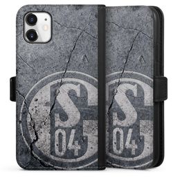 DeinDesign iPhone 11 Handy Klapph&uuml;lle Handyh&uuml;lle aus Kunst Leder schwarz Flip Case Merchandise Fc Schalke 04 Concrete Sideflip mit Lasche