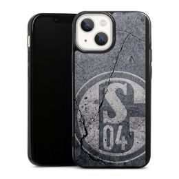 DeinDesign iPhone 13 Mini Handy Slim Case extra d&uuml;nn Silikon Handyh&uuml;lle schwarz H&uuml;lle Merchandise Fc Schalke 04 Concrete Silikon Slim Case