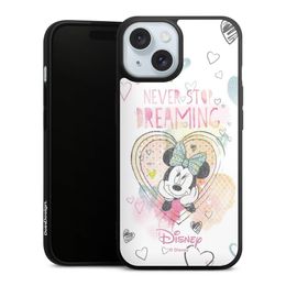 DeinDesign iPhone 15 Handy Premium Silikon H&uuml;lle Handyh&uuml;lle schwarz Case Official Licensed Product Minnie Mouse Disney Silikon Premium Case