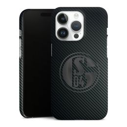 DeinDesign iPhone 14 Pro Handy Premium Case Smartphone Handyh&uuml;lle Schutzh&uuml;lle matt Fc Schalke 04 Metallic Look Carbon Premium Case
