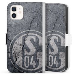 DeinDesign iPhone 12 mini Handy Klapph&uuml;lle Handyh&uuml;lle aus Kunst Leder wei&szlig; Flip Case Merchandise Fc Schalke 04 Concrete Sideflip mit Lasche