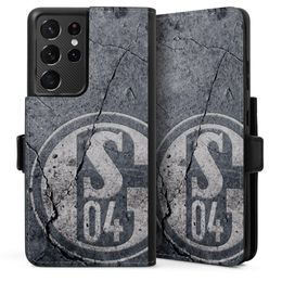 DeinDesign Galaxy S21 Ultra 5G Handy Klapph&uuml;lle Handyh&uuml;lle aus Kunst Leder schwarz Flip Case Merchandise Fc Schalke 04 Concrete Sideflip mit Lasche