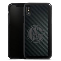DeinDesign iPhone X Handy Silikon H&uuml;lle Case schwarz Handyh&uuml;lle Fc Schalke 04 Metallic Look Carbon