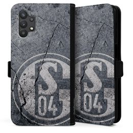 DeinDesign Galaxy A32 5G Handy Klapph&uuml;lle Handyh&uuml;lle aus Kunst Leder schwarz Flip Case Merchandise Fc Schalke 04 Concrete Sideflip mit langer Lasche