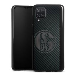 DeinDesign Galaxy A12 Handy Silikon H&uuml;lle Case schwarz Handyh&uuml;lle Carbon Metallic Look Fc Schalke 04