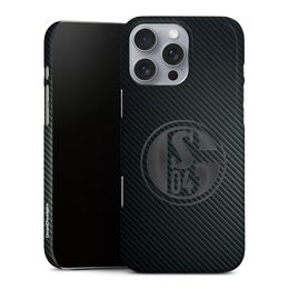 DeinDesign iPhone 16 Pro Max Handy Premium Case Smartphone Handyh&uuml;lle Schutzh&uuml;lle gl&auml;nzend Fc Schalke 04 Metallic Look Carbon Premium Case
