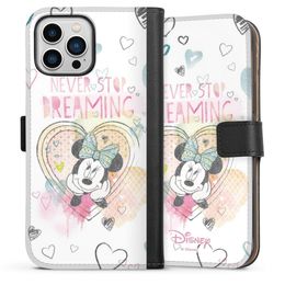 DeinDesign iPhone 13 Pro Max Handy Klapph&uuml;lle Handyh&uuml;lle aus Kunst Leder schwarz Flip Case Official Licensed Product Minnie Mouse Disney Sideflip mit langer 