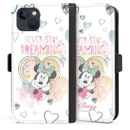 DeinDesign iPhone 13 Handy Klapph&uuml;lle Handyh&uuml;lle aus Kunst Leder schwarz Flip Case Official Licensed Product Minnie Mouse Disney Sideflip mit Lasche