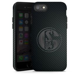 DeinDesign iPhone SE (2020) Handy Panzer Handyh&uuml;lle robuste Outdoor H&uuml;lle Schutzh&uuml;lle matt Carbon Metallic Look Fc Schalke 04 Tough Case