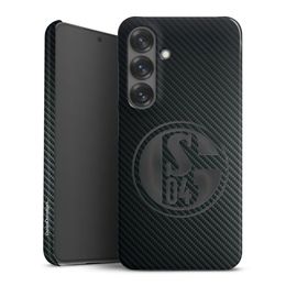 DeinDesign Galaxy S25 Handy Premium Case Smartphone Handyh&uuml;lle Schutzh&uuml;lle gl&auml;nzend Fc Schalke 04 Metallic Look Carbon Premium Case