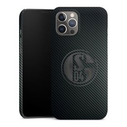 DeinDesign iPhone 12 Pro Max Handy Premium Case Smartphone Handyh&uuml;lle Schutzh&uuml;lle matt Fc Schalke 04 Metallic Look Carbon Premium Case