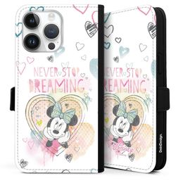 DeinDesign iPhone 14 Pro Max Handy Klapph&uuml;lle Handyh&uuml;lle aus Kunst Leder schwarz Flip Case Official Licensed Product Minnie Mouse Disney Sideflip mit Lasche