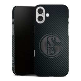 DeinDesign iPhone 16 Plus Handy Premium Case Smartphone Handyh&uuml;lle Schutzh&uuml;lle matt Fc Schalke 04 Metallic Look Carbon Premium Case