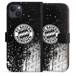 DeinDesign iPhone 14 Plus Handy Klapph&uuml;lle Handyh&uuml;lle aus Kunst Leder schwarz Flip Case Official Licensed Product Fcb Fc Bayern M&uuml;nchen Sideflip mit langer 
