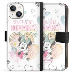 DeinDesign iPhone 14 Handy Klapph&uuml;lle Handyh&uuml;lle aus Kunst Leder schwarz Flip Case Official Licensed Product Minnie Mouse Disney Sideflip mit Lasche