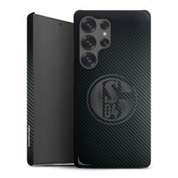 DeinDesign Galaxy S25 Ultra Handy Premium Case Smartphone Handyh&uuml;lle Schutzh&uuml;lle gl&auml;nzend Fc Schalke 04 Metallic Look Carbon Premium Case