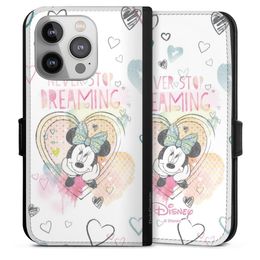 DeinDesign iPhone 14 Pro Handy Klapph&uuml;lle Handyh&uuml;lle aus Kunst Leder schwarz Flip Case Official Licensed Product Minnie Mouse Disney Sideflip mit langer Lasche