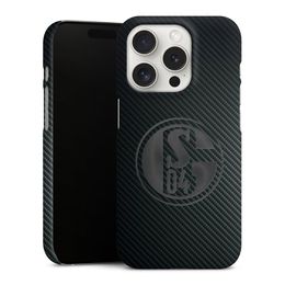 DeinDesign iPhone 15 Pro Handy Premium Case Smartphone Handyh&uuml;lle Schutzh&uuml;lle matt Fc Schalke 04 Metallic Look Carbon Premium Case