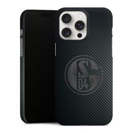 DeinDesign iPhone 15 Pro Max Handy Premium Case Smartphone Handyh&uuml;lle Schutzh&uuml;lle matt Fc Schalke 04 Metallic Look Carbon Premium Case