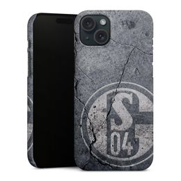 DeinDesign iPhone 15 Plus Handy Premium Case Smartphone Handyh&uuml;lle Schutzh&uuml;lle matt Merchandise Fc Schalke 04 Concrete Premium Case