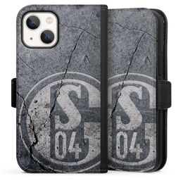DeinDesign Galaxy A51 Handy Klapph&uuml;lle Handyh&uuml;lle aus Kunst Leder schwarz Flip Case Merchandise Fc Schalke 04 Concrete Sideflip mit Lasche