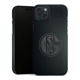 DeinDesign iPhone 15 Plus Handy Premium Case Smartphone Handyh&uuml;lle Schutzh&uuml;lle matt Fc Schalke 04 Metallic Look Carbon Premium Case