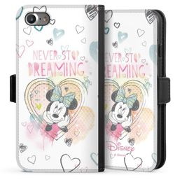 DeinDesign iPhone SE (2020) Handy Klapph&uuml;lle Handyh&uuml;lle aus Kunst Leder schwarz Flip Case Disney Minnie Mouse Official Licensed Product Sideflip mit Lasche