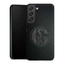 DeinDesign Galaxy S22 Handy Premium Case Smartphone Handyh&uuml;lle Schutzh&uuml;lle matt Fc Schalke 04 Metallic Look Carbon Premium Case