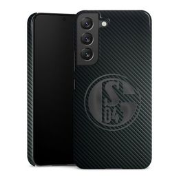 DeinDesign Galaxy S22 Handy Premium Case Smartphone Handyh&uuml;lle Schutzh&uuml;lle gl&auml;nzend Fc Schalke 04 Metallic Look Carbon Premium Case