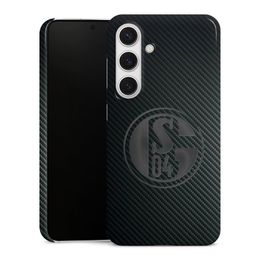 DeinDesign Galaxy S24 Handy Premium Case Smartphone Handyh&uuml;lle Schutzh&uuml;lle gl&auml;nzend Fc Schalke 04 Metallic Look Carbon Premium Case