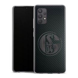 DeinDesign Galaxy A32 4G Handy Silikon H&uuml;lle Case transparent Handyh&uuml;lle Fc Schalke 04 Metallic Look Carbon Silikon Case