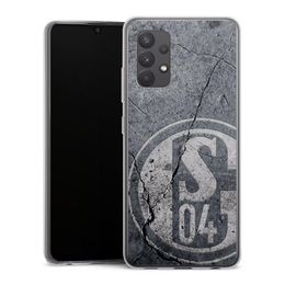 DeinDesign Galaxy A32 4G Handy Silikon H&uuml;lle Case transparent Handyh&uuml;lle Merchandise Fc Schalke 04 Concrete Silikon Case