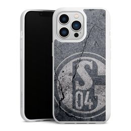 DeinDesign iPhone 13 Pro Handy Silikon H&uuml;lle Case wei&szlig; Handyh&uuml;lle Merchandise Fc Schalke 04 Concrete Silikon Case