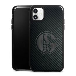 DeinDesign iPhone 11 Handy Silikon H&uuml;lle Case schwarz Handyh&uuml;lle Metallic Look Carbon Fc Schalke 04