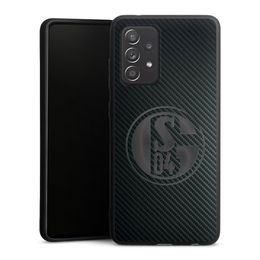DeinDesign Galaxy A52s 5G Handy Premium Silikon H&uuml;lle Handyh&uuml;lle schwarz Case Metallic Look Carbon Fc Schalke 04 Silikon Premium Case