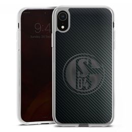 DeinDesign iPhone Xr Handy Silikon H&uuml;lle Case transparent Handyh&uuml;lle Fc Schalke 04 Metallic Look Carbon Silikon Case