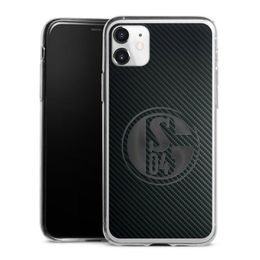 DeinDesign iPhone 11 Handy Slim Case Silikon Handyh&uuml;lle transparent H&uuml;lle extra d&uuml;nn Metallic Look Carbon Fc Schalke 04 Silikon Slim Case