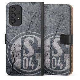 DeinDesign Galaxy A33 5G Handy Klapph&uuml;lle Handyh&uuml;lle aus Kunst Leder schwarz Flip Case Fc Schalke 04 Concrete Merchandise Sideflip mit langer Lasche