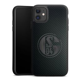 DeinDesign iPhone 11 Handy Premium Silikon H&uuml;lle Handyh&uuml;lle schwarz Case Metallic Look Carbon Fc Schalke 04 Silikon Premium Case
