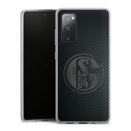 DeinDesign Galaxy S20 FE Handy Silikon H&uuml;lle Case transparent Handyh&uuml;lle Carbon Metallic Look Fc Schalke 04 Silikon Case