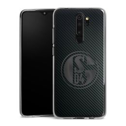 DeinDesign Xiaomi Redmi Note 8 Pro Handy Silikon H&uuml;lle Case transparent Handyh&uuml;lle Fc Schalke 04 Metallic Look Carbon Silikon Case